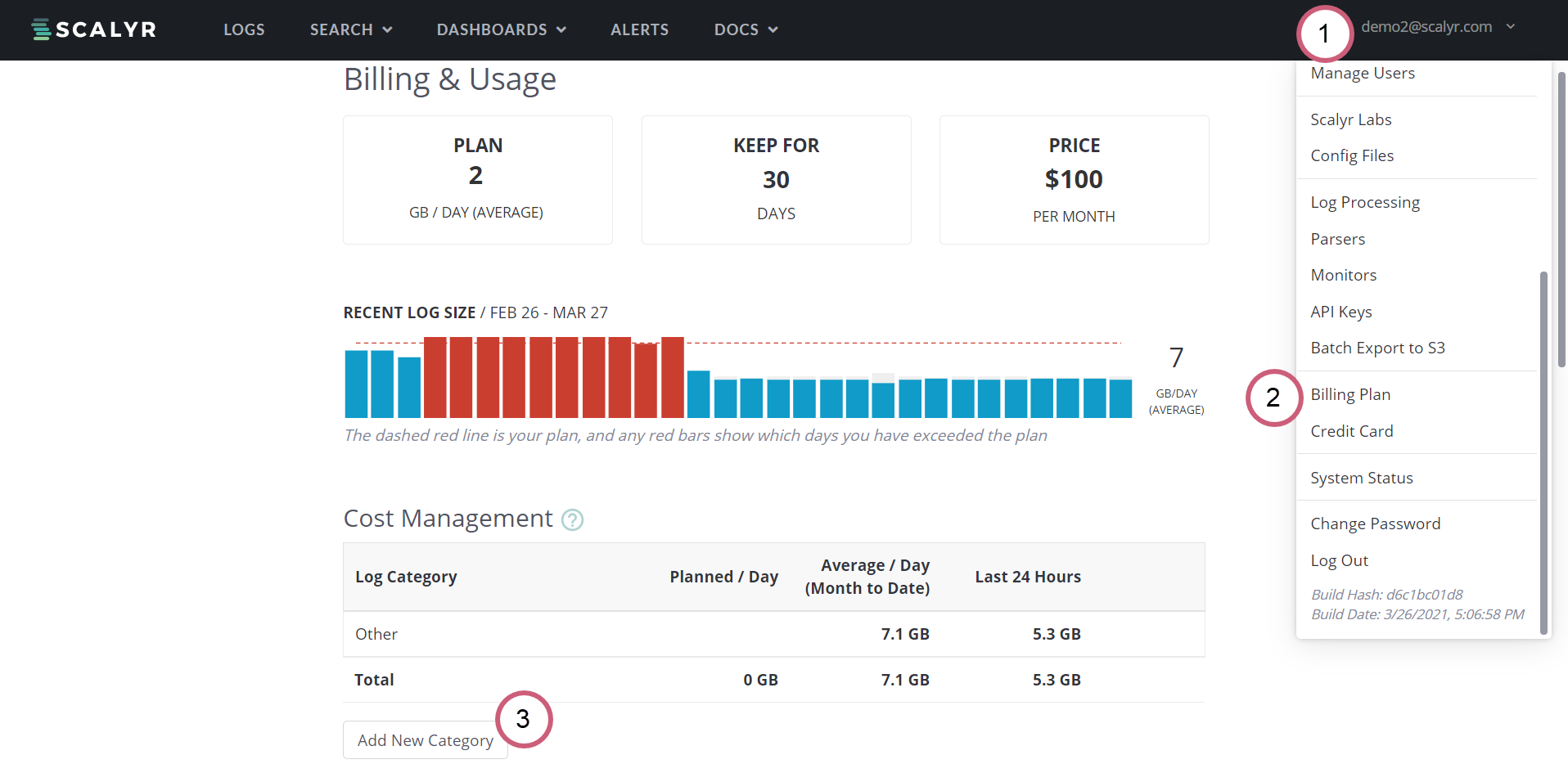 Cost Management | Scalyr